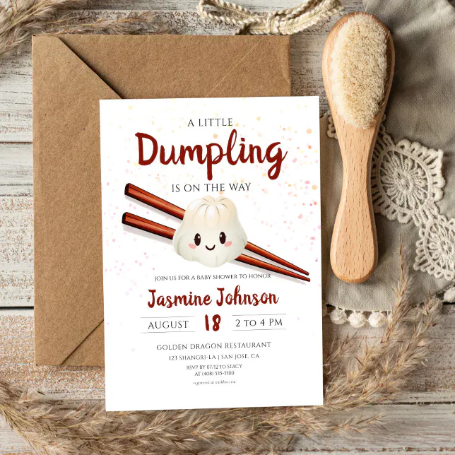 Little Dumpling Cute Chinese Chopstick Baby Shower Invitation | Zazzle