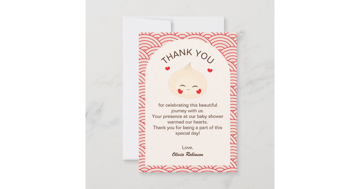 Little Dumpling Dim Sum Baby Shower Thank You Card | Zazzle