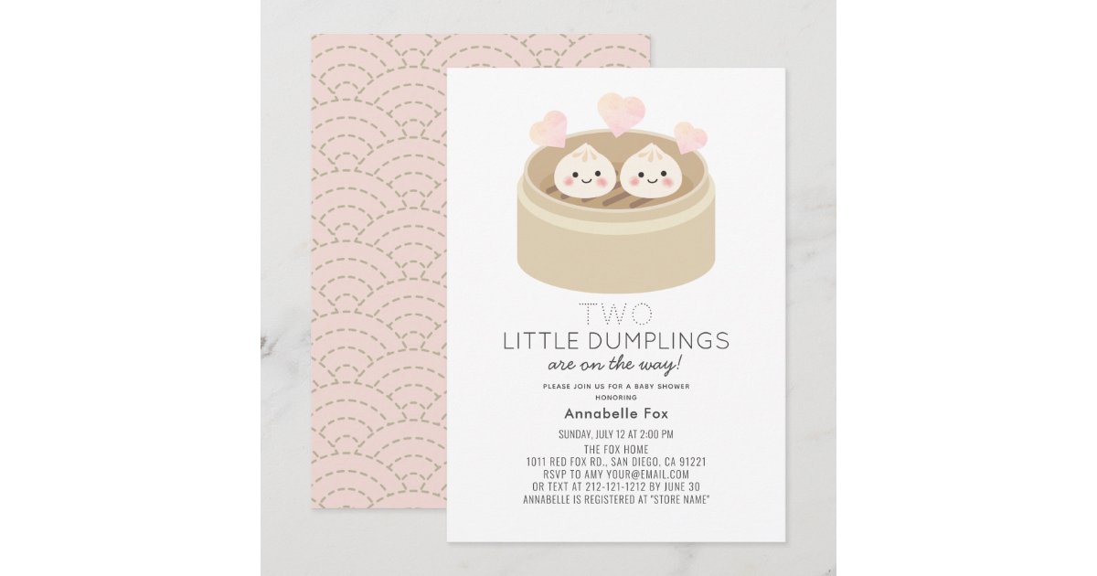 Little Dumpling Girl Twins Baby Shower Invitation | Zazzle