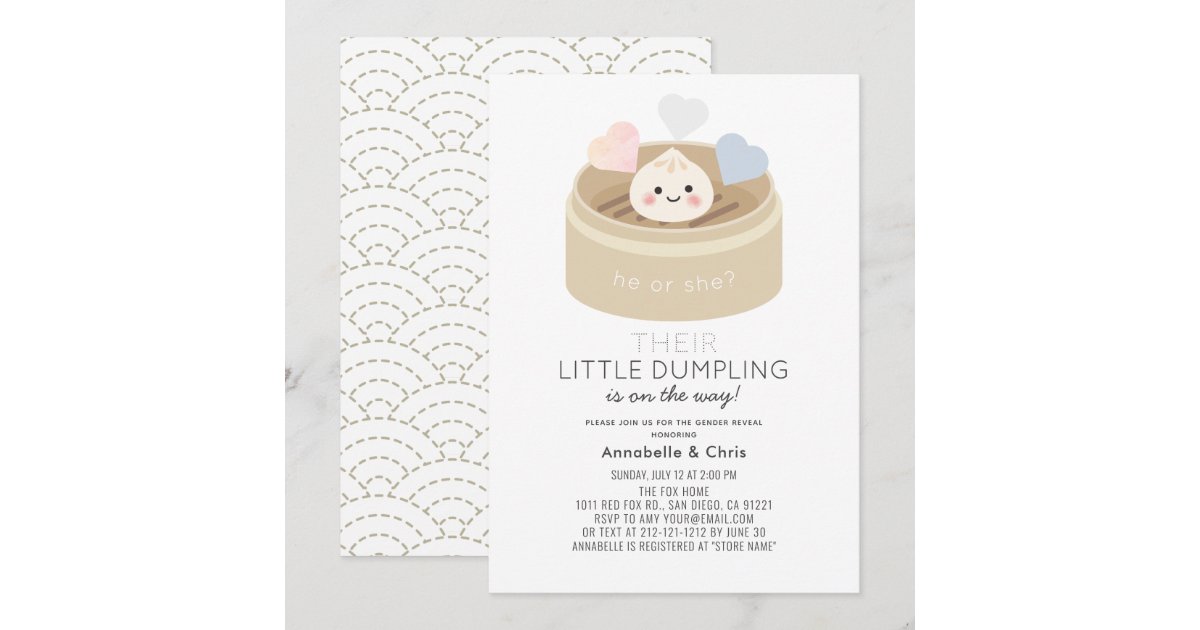 Little Dumpling Steamer Gender Reveal Invitation Zazzle