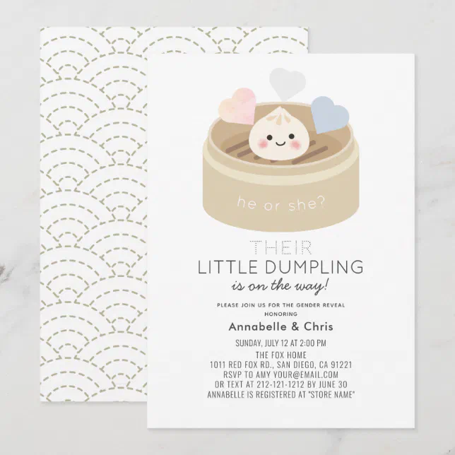 Little Dumpling Steamer Gender Reveal Invitation Zazzle