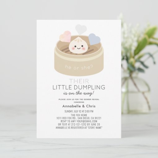Little Dumpling Steamer Gender Reveal Invitation Zazzle