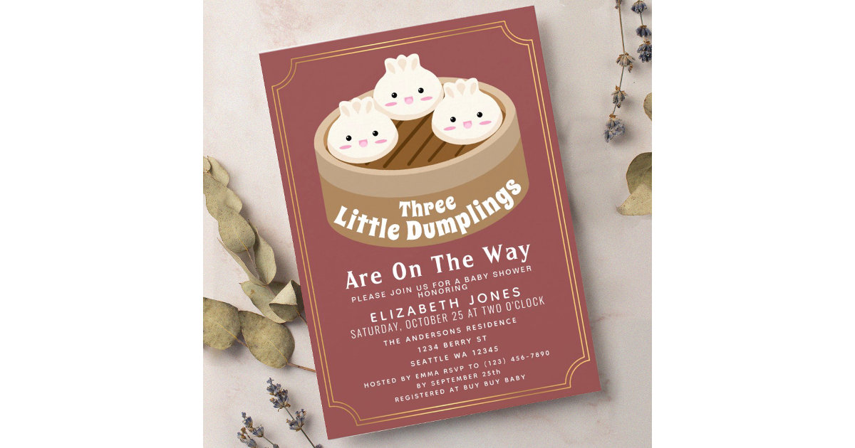 Little Dumpling Triplets Baby Shower Invitation | Zazzle