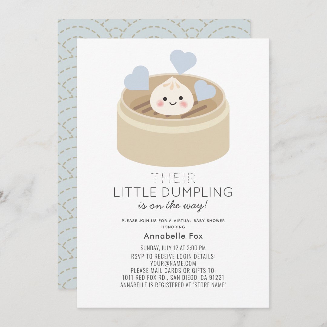 Little Dumpling Virtual Boy Baby Shower Invitation | Zazzle