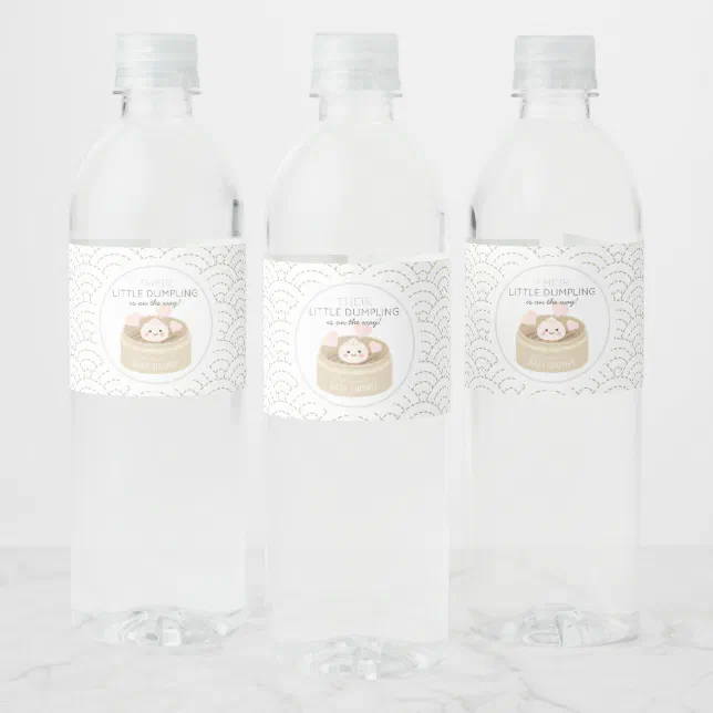 Little Dumpling White Baby Shower Water Bottle Label | Zazzle
