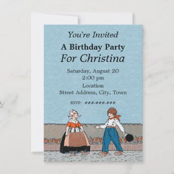 Little Dutch Girl Boy Traditional Dress Birthday Invitation | Zazzle