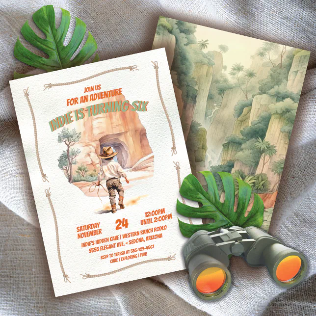 Little Explorer Adventure Tomb Canyon Birthday Invitation | Zazzle