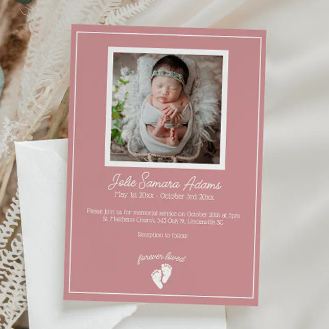 Little Feet Baby Memorial Funeral Invitation | Zazzle