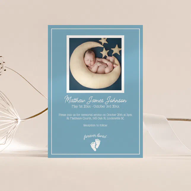 Little Feet Baby Memorial Funeral Invitation | Zazzle