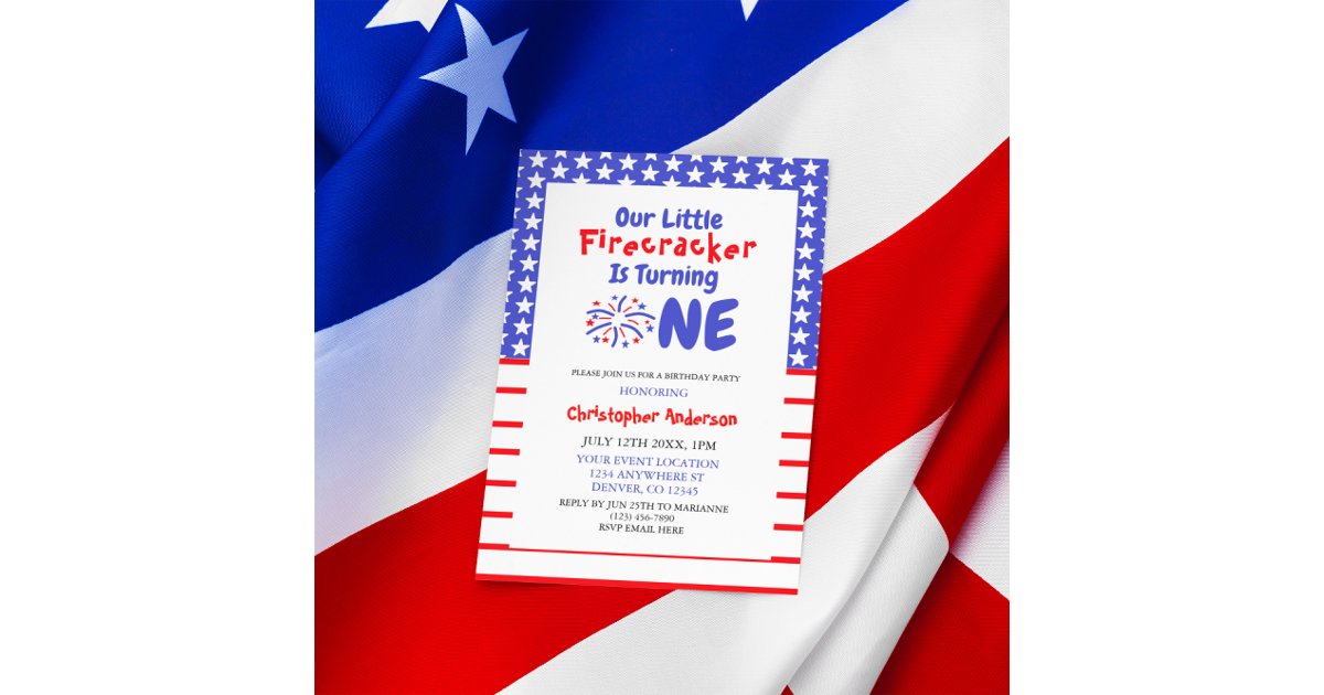 Little Firecracker 1st Birthday Invitation | Zazzle