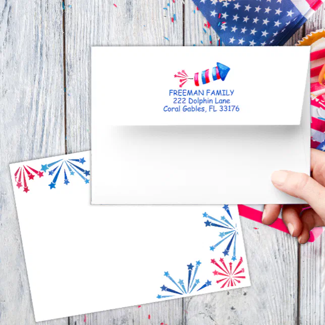 Little Firecracker 4th of July 1st Birthday Party Envelope | Zazzle