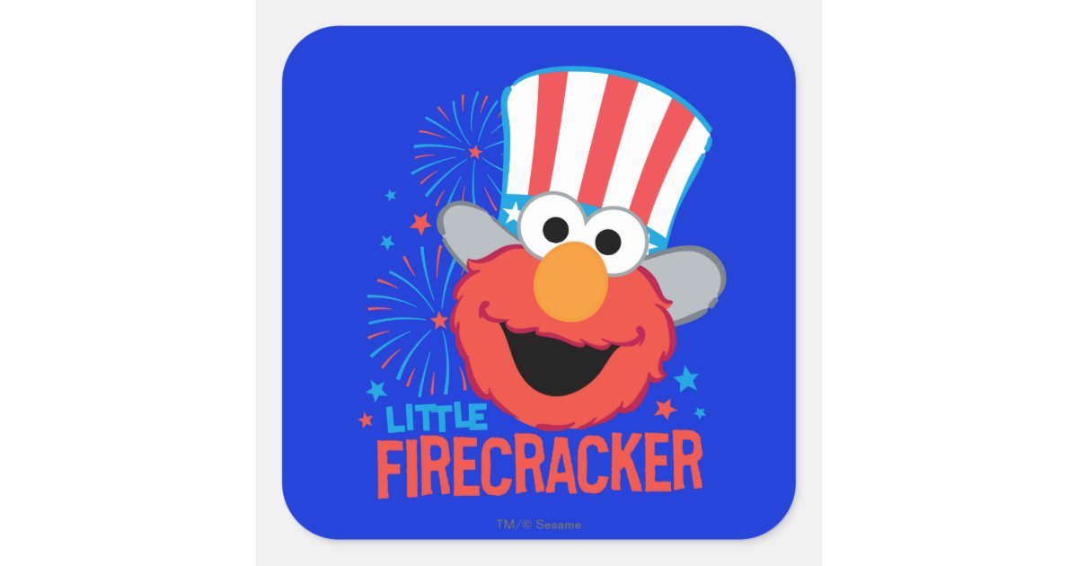 Little Firecracker Elmo Square Sticker | Zazzle