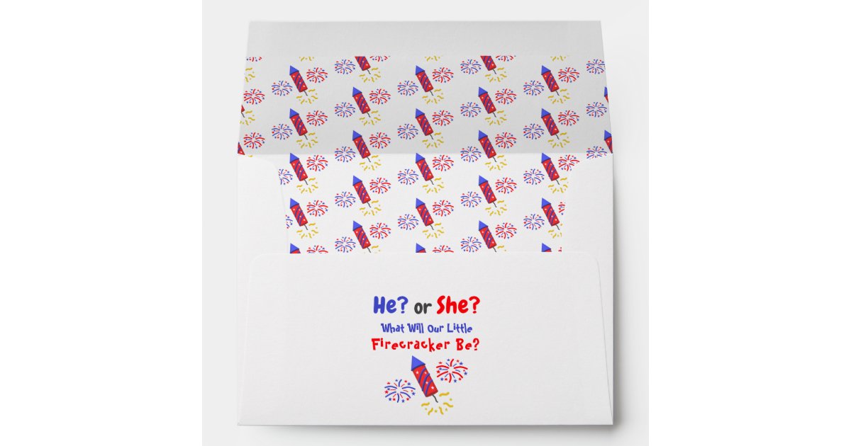 Little Firecracker Gender Reveal Envelope | Zazzle