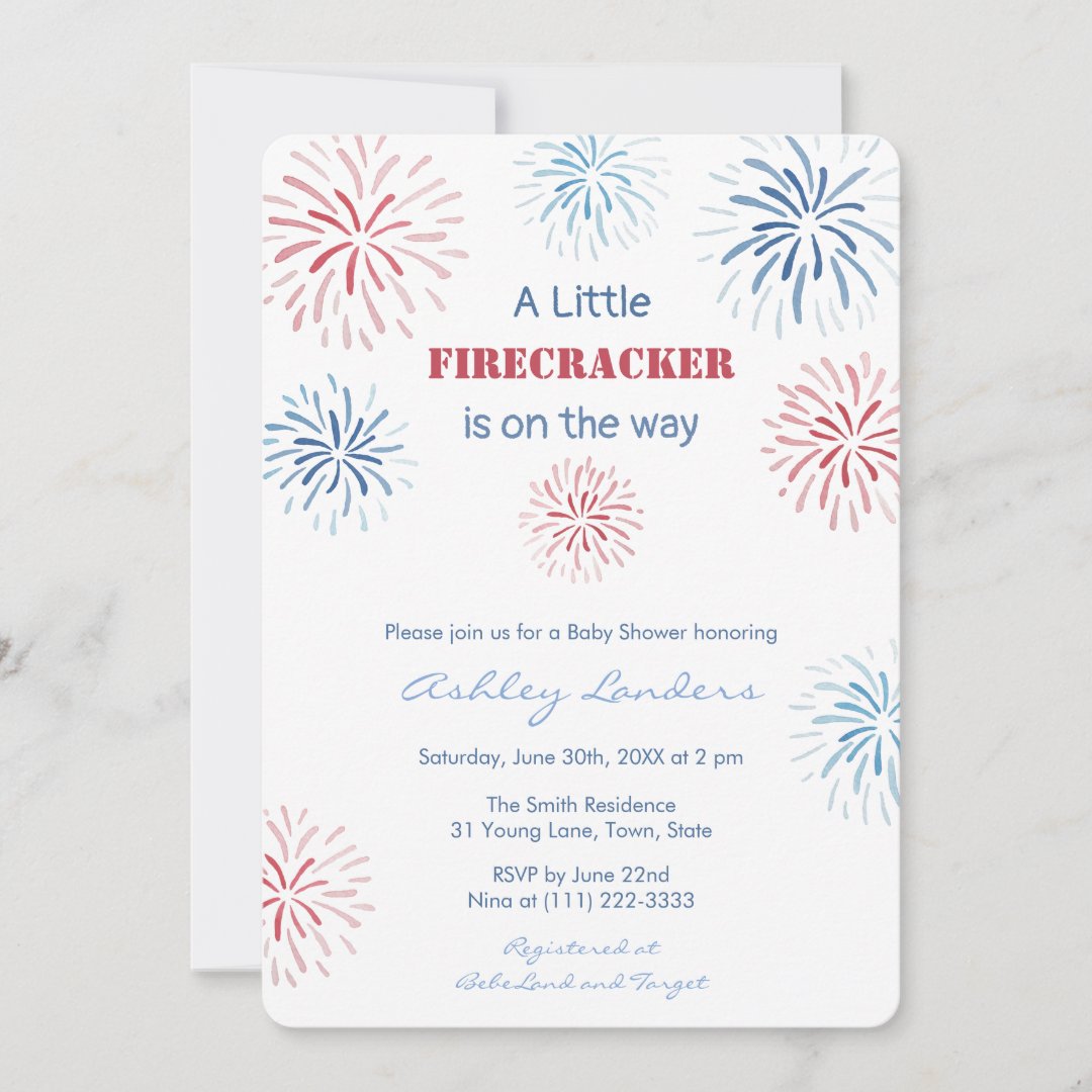 Little Firecracker On The Way Baby Shower Party Invitation | Zazzle