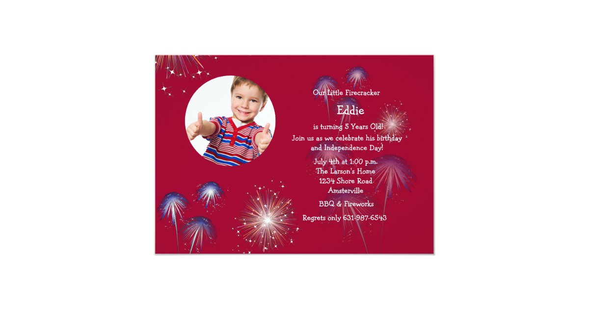 Little Firecracker Photo Birthday Invitation | Zazzle.com