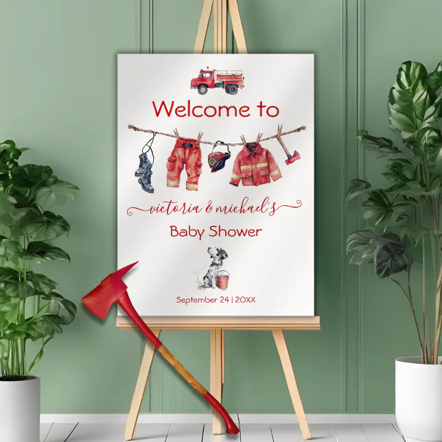 Little Firefighter Baby Shower Welcome sign | Zazzle