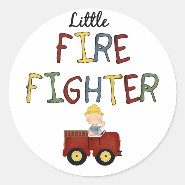 Little Firefighter Classic Round Sticker | Zazzle
