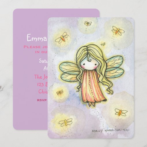 Little Firefly Fairy Girls Birthday Party Invite | Zazzle