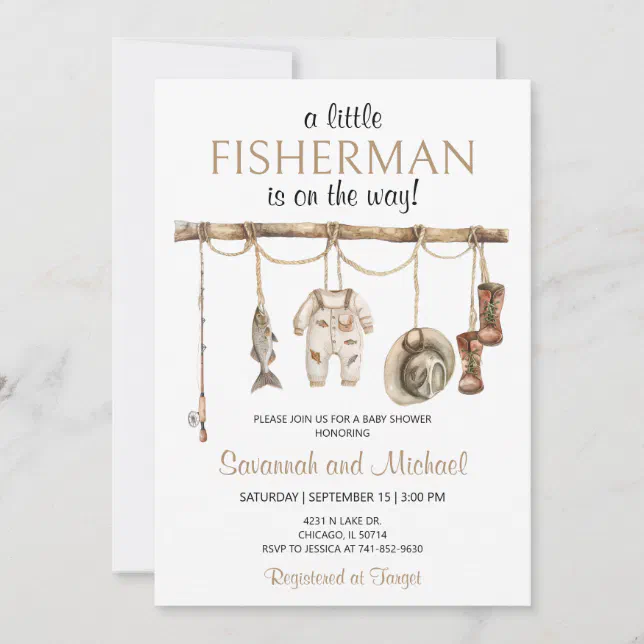 Little Fisherman Baby Shower Invitation | Zazzle
