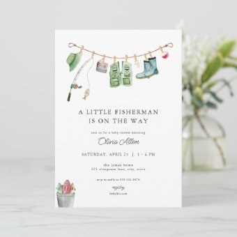 Little Fisherman Baby Shower Invitation | Zazzle