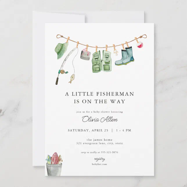 Little Fisherman Baby Shower Invitation | Zazzle