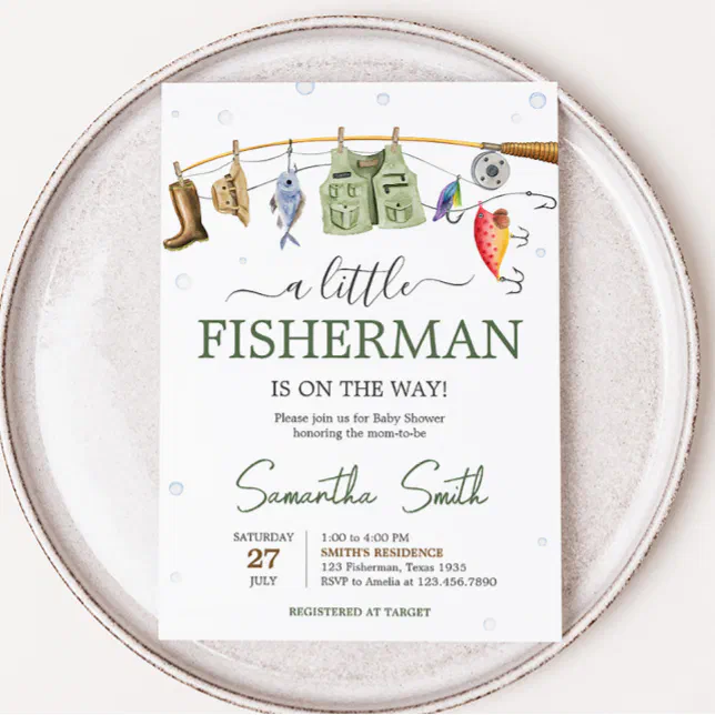 Little Fisherman Baby Shower Invitation | Zazzle