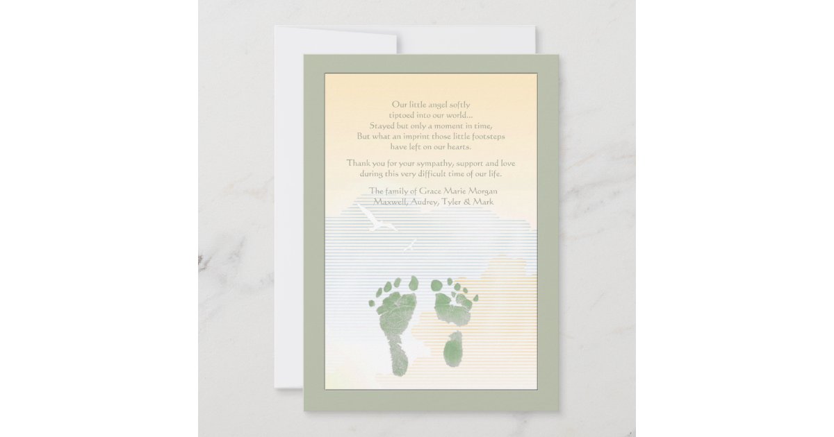 Little Footprints Bereavement Thank You Card | Zazzle