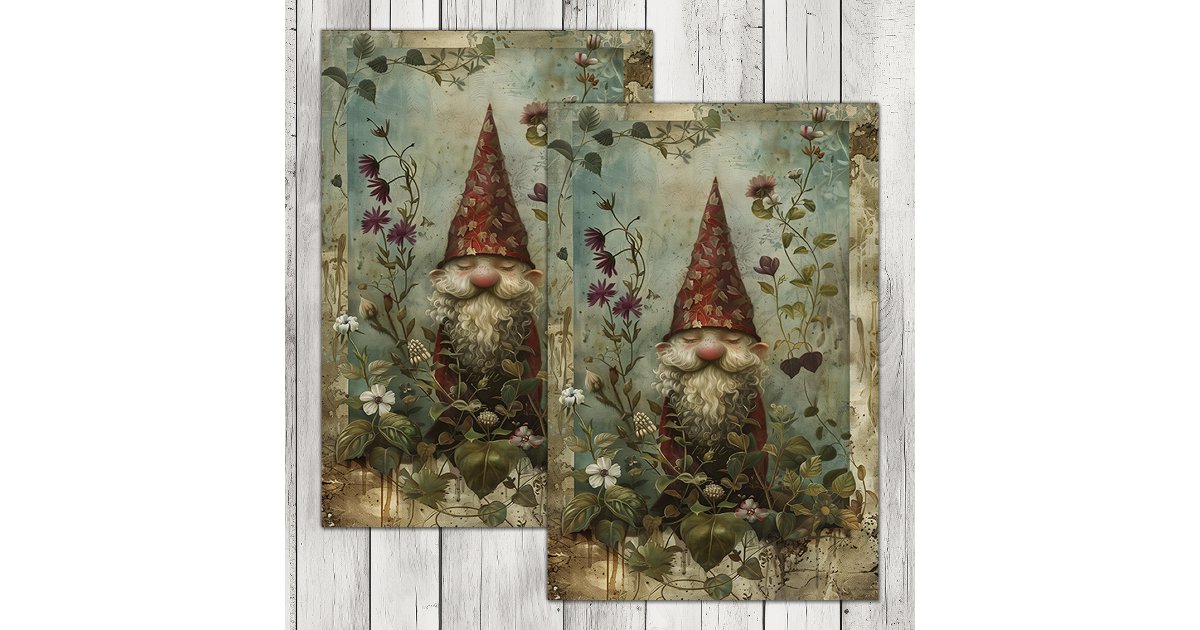 LITTLE FOREST GNOME DECOUPAGE TISSUE PAPER | Zazzle