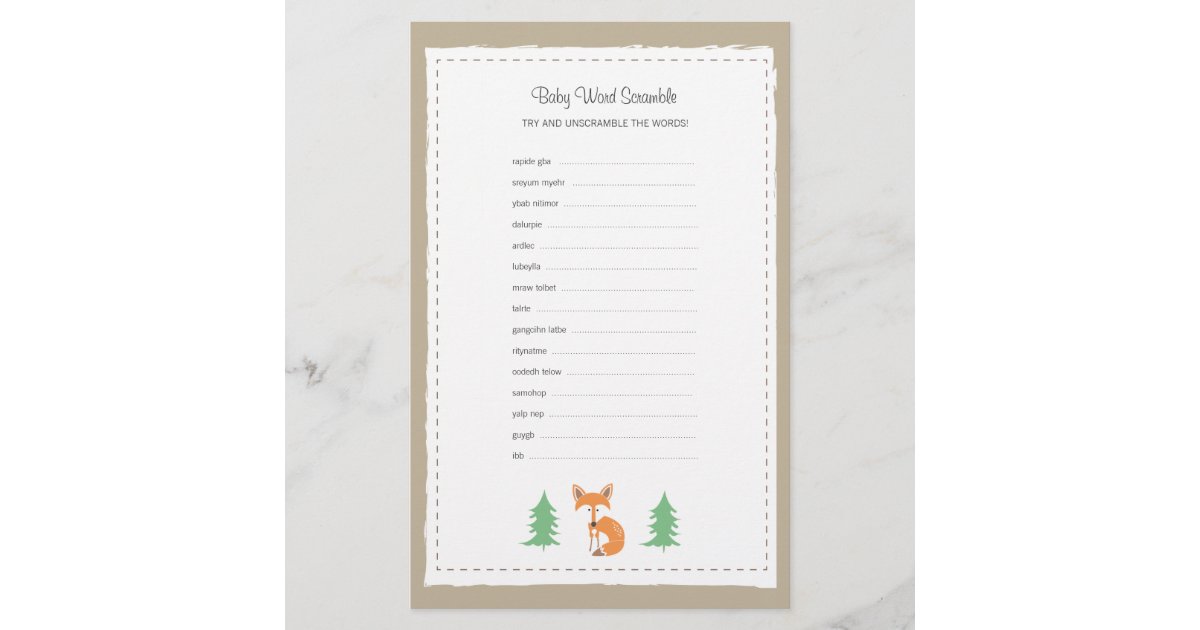Little Fox Baby Word Scramble Game | Zazzle