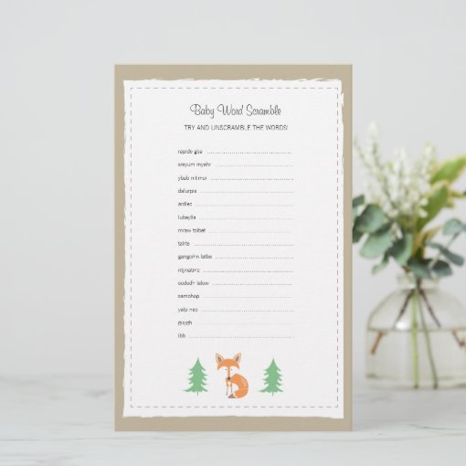 Little Fox Baby Word Scramble Game | Zazzle