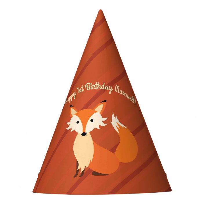 Little Fox Cute Colorful 1st Birthday Party Theme Party Hat | Zazzle.com