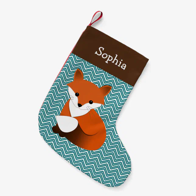 Little Fox Personalized Small Christmas Stocking | Zazzle