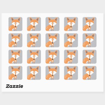 Little Fox Square Sticker | Zazzle
