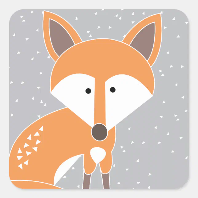 Little Fox Square Sticker | Zazzle