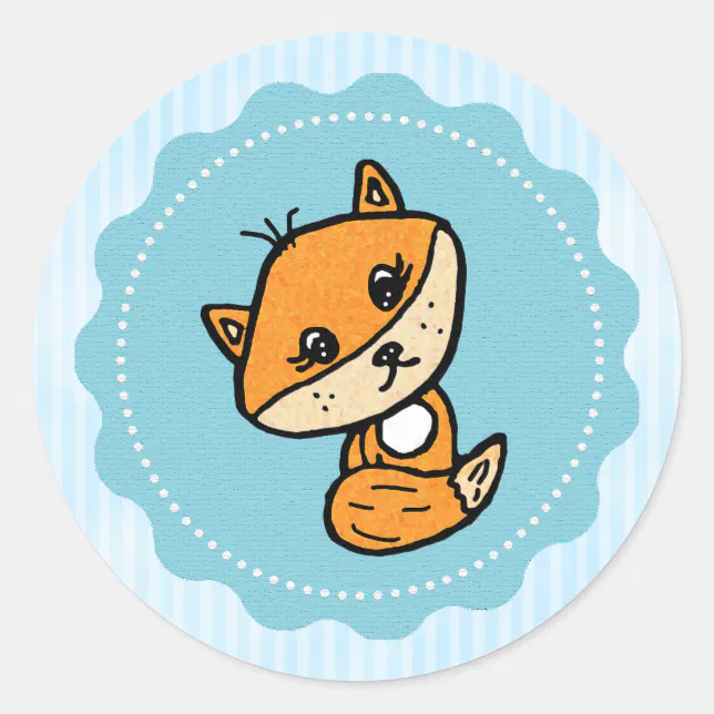 Little Fox Woodland Creature Forest Animal Classic Round Sticker | Zazzle