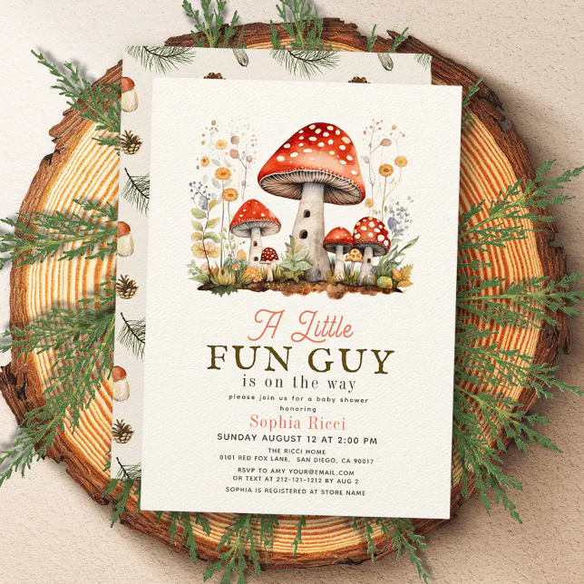 Little Fun Guy Mushroom Boy Baby Shower Invitation | Zazzle