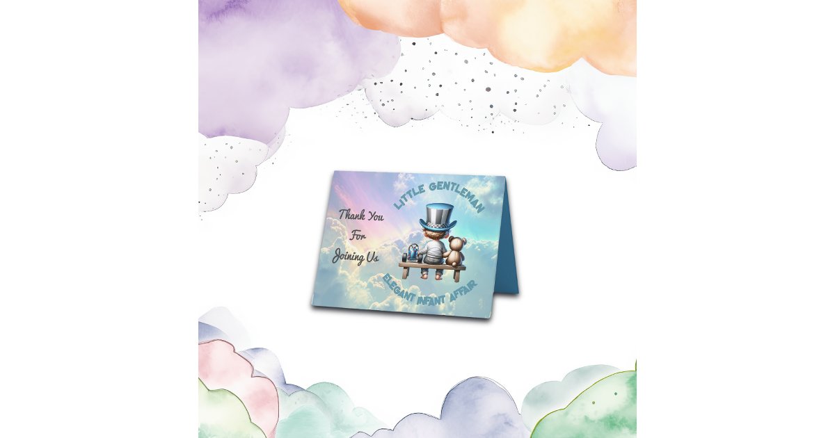 Little Gentleman Baby Shower | Thank You Card | Zazzle