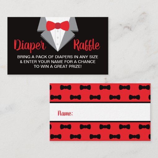 Little Gentleman Diaper Raffle Ticket, Tuxedo Business Card | Zazzle