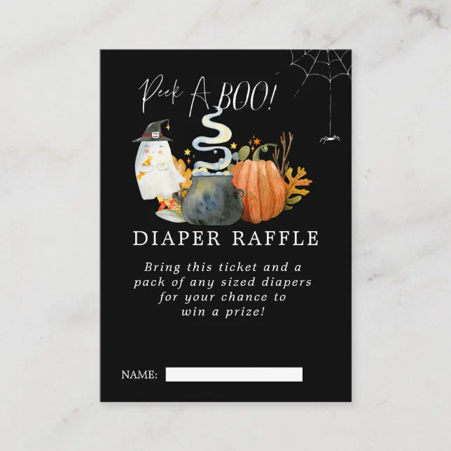 Little Ghost Baby Shower Diaper Raffle Ticket Enclosure Card | Zazzle