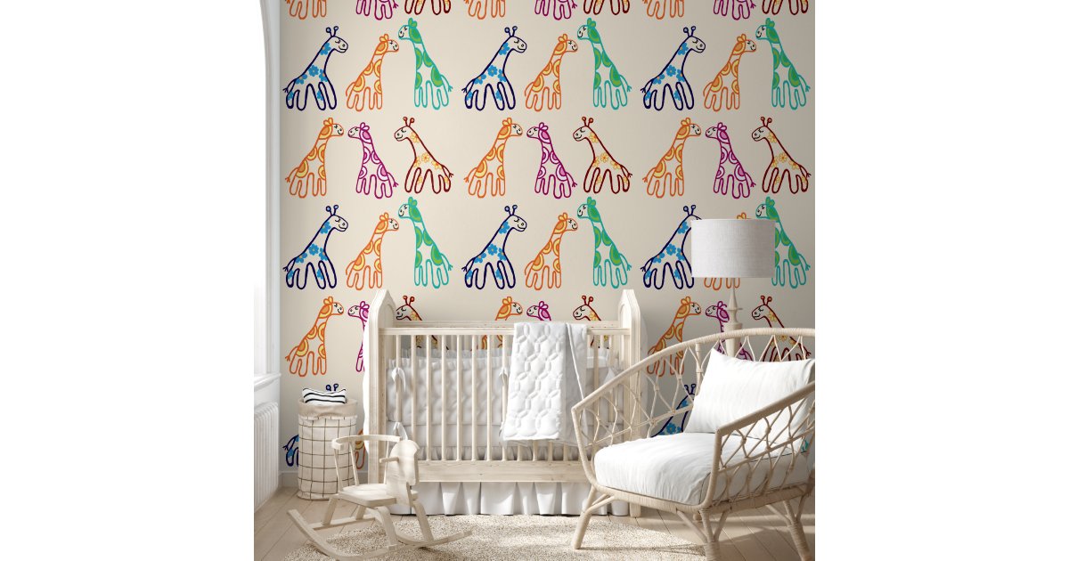 Little giraffes nursery Wallpaper Wall | Zazzle