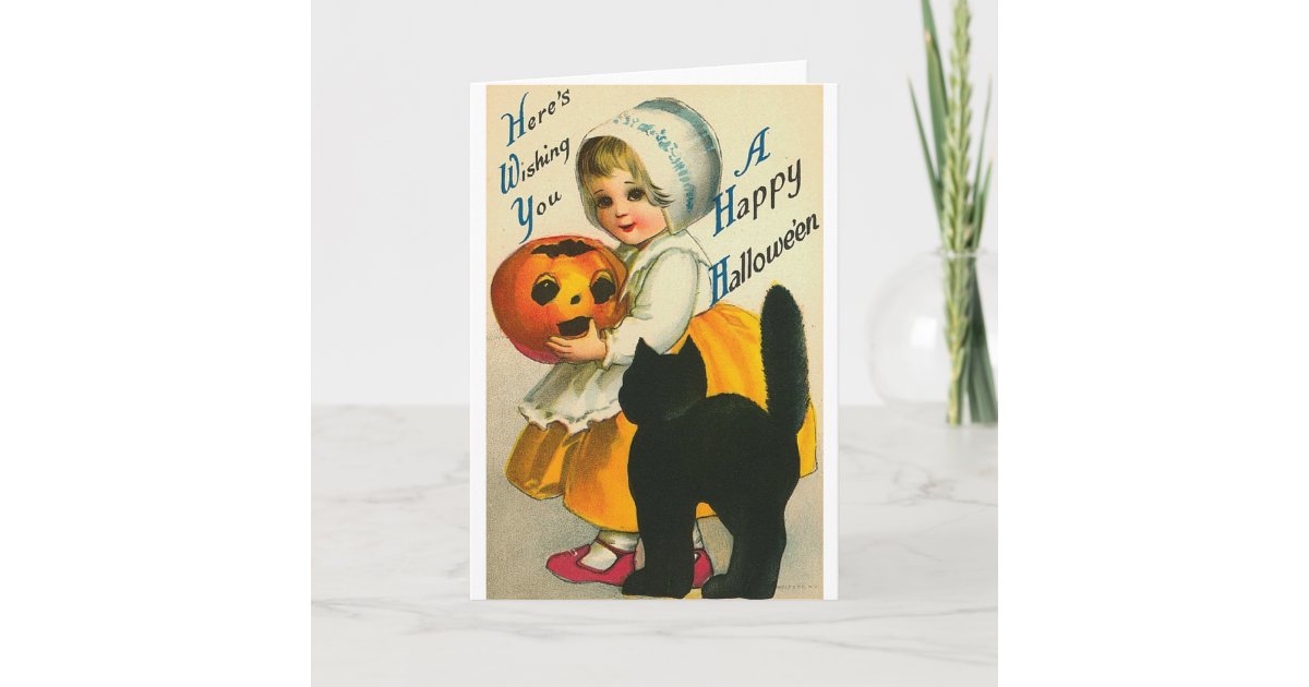 Little Girl and Cat Card | Zazzle