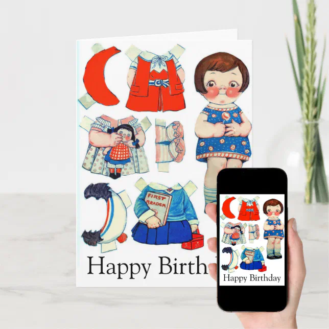 Little Girl Paper Doll Card | Zazzle