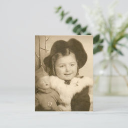 little girl with doll post card | Zazzle