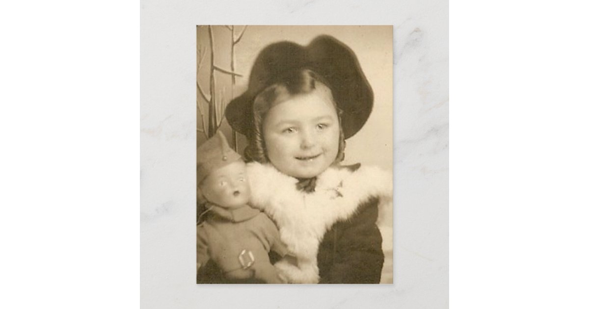 little girl with doll post card | Zazzle