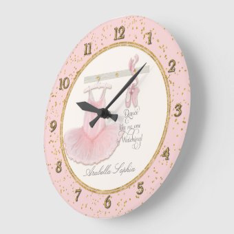 Little Girls Ballet Ballerina Dance Room Decor Large Clock | Zazzle