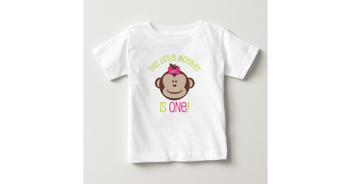 Little Girl's Mod Monkey 1st Birthday Shirt | Zazzle