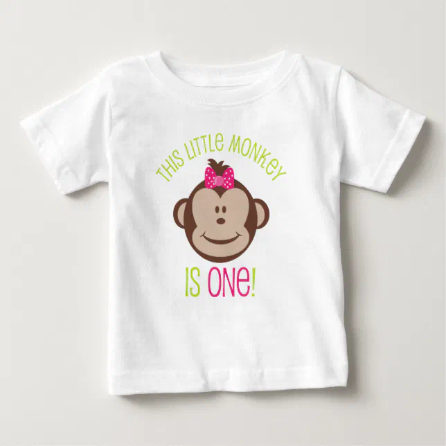 Little Girl's Mod Monkey 1st Birthday Shirt | Zazzle