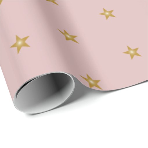 Little Gold Stars On Blush Pink Wrapping Paper | Zazzle