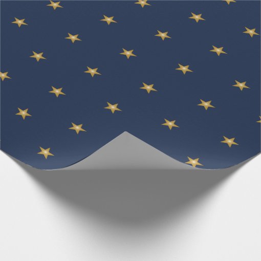 Little Gold Stars On Navy Blue Wrapping Paper | Zazzle