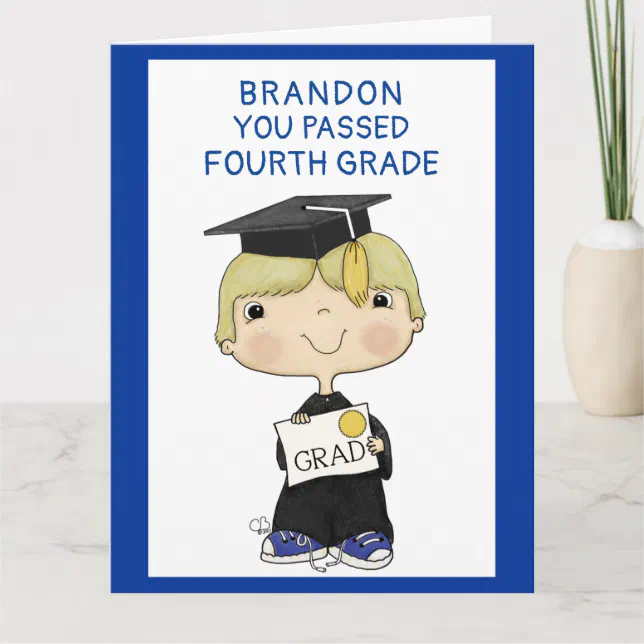 Little Graduate Boy Blond Hair Big Card | Zazzle